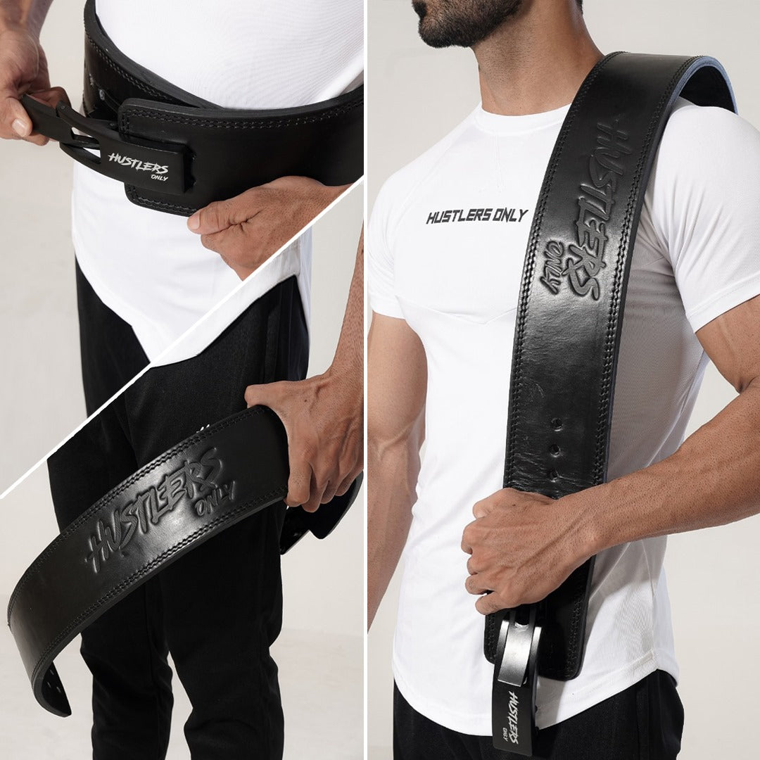 10mm Premium Weightlifting Lever Belt - Black - Hustlersonly.my