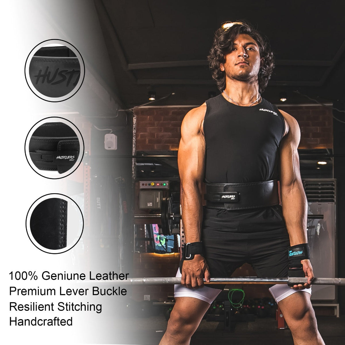10mm Premium Weightlifting Lever Belt - Black - Hustlersonly.my